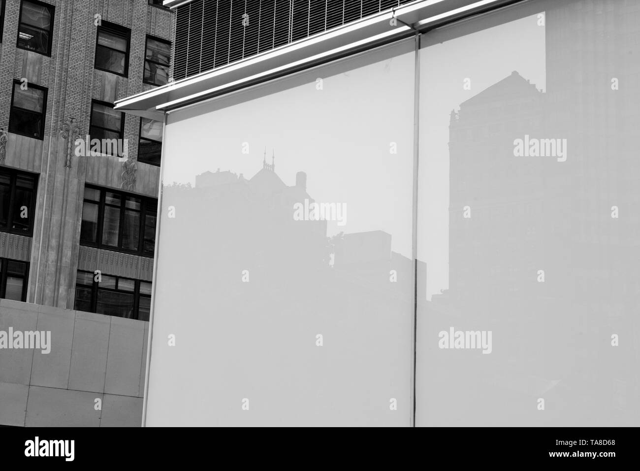 Skyline Shadow on White Glass, New York City, New York, USA Stock Photo ...