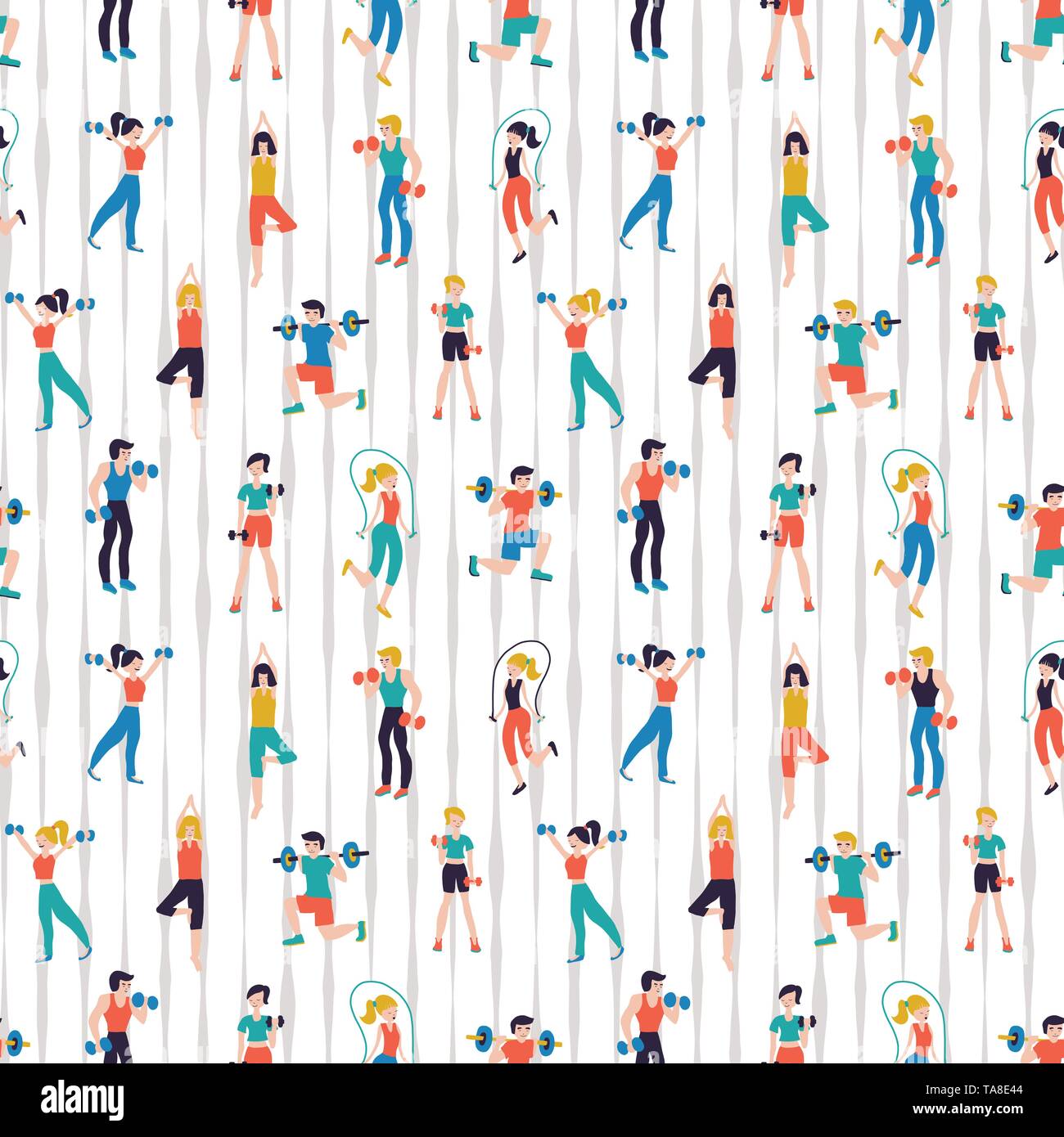 Workout fitness center seamless pattern vector illustration. Sport club ...