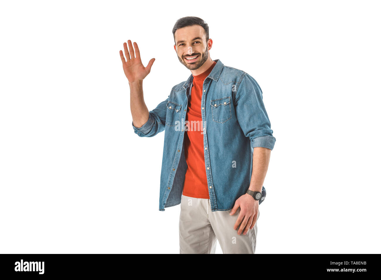 Hello handsome smiling man hi-res stock photography and images - Alamy