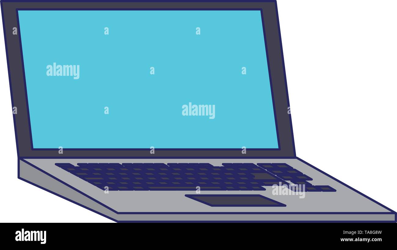 Laptop computer technology isolated symbol blue lines Stock Vector ...