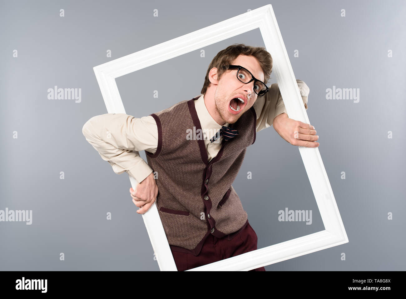 Screaming face vintage hi-res stock photography and images - Alamy
