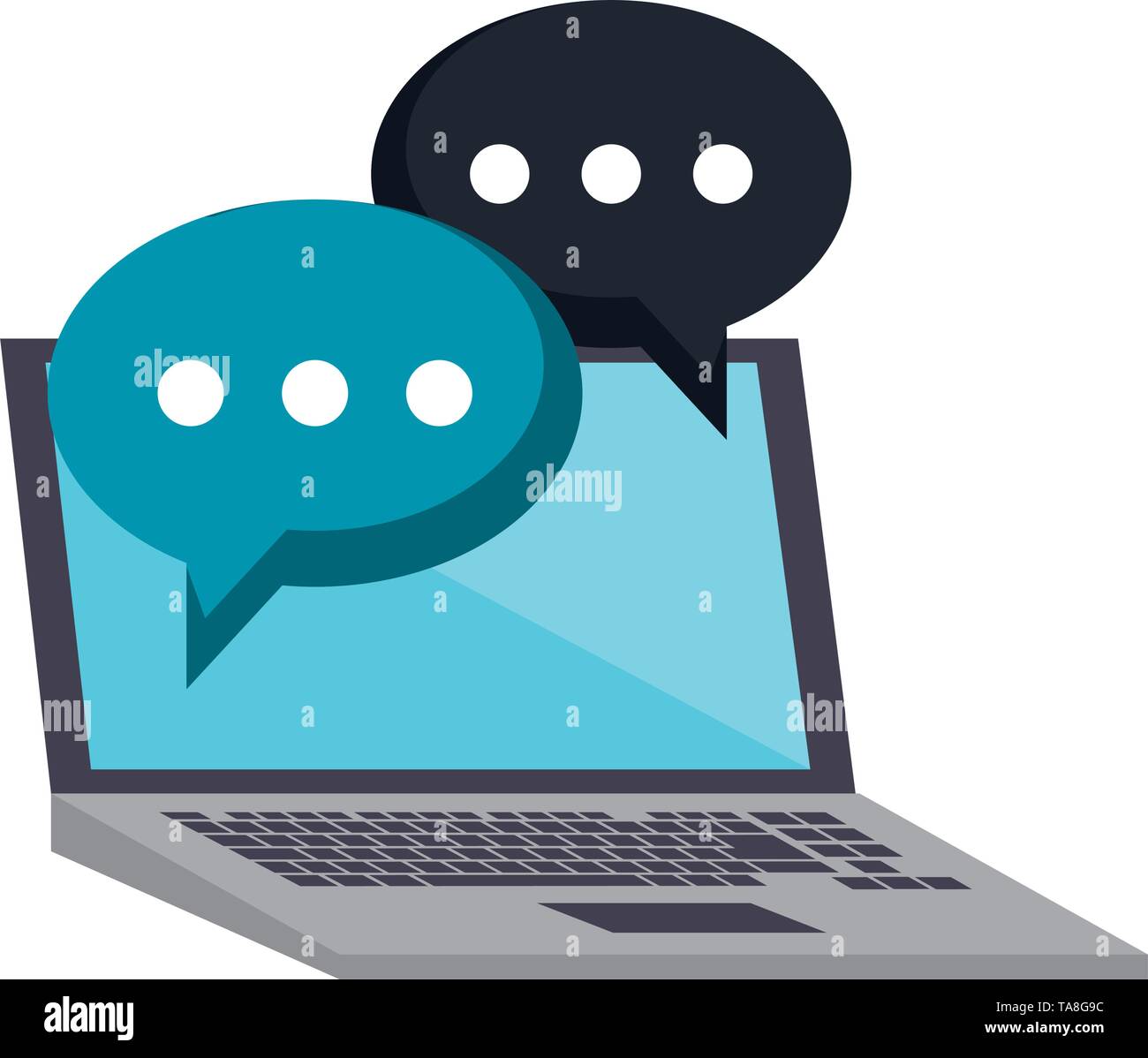 Laptop with chat bubbles symbols Stock Vector Image & Art - Alamy
