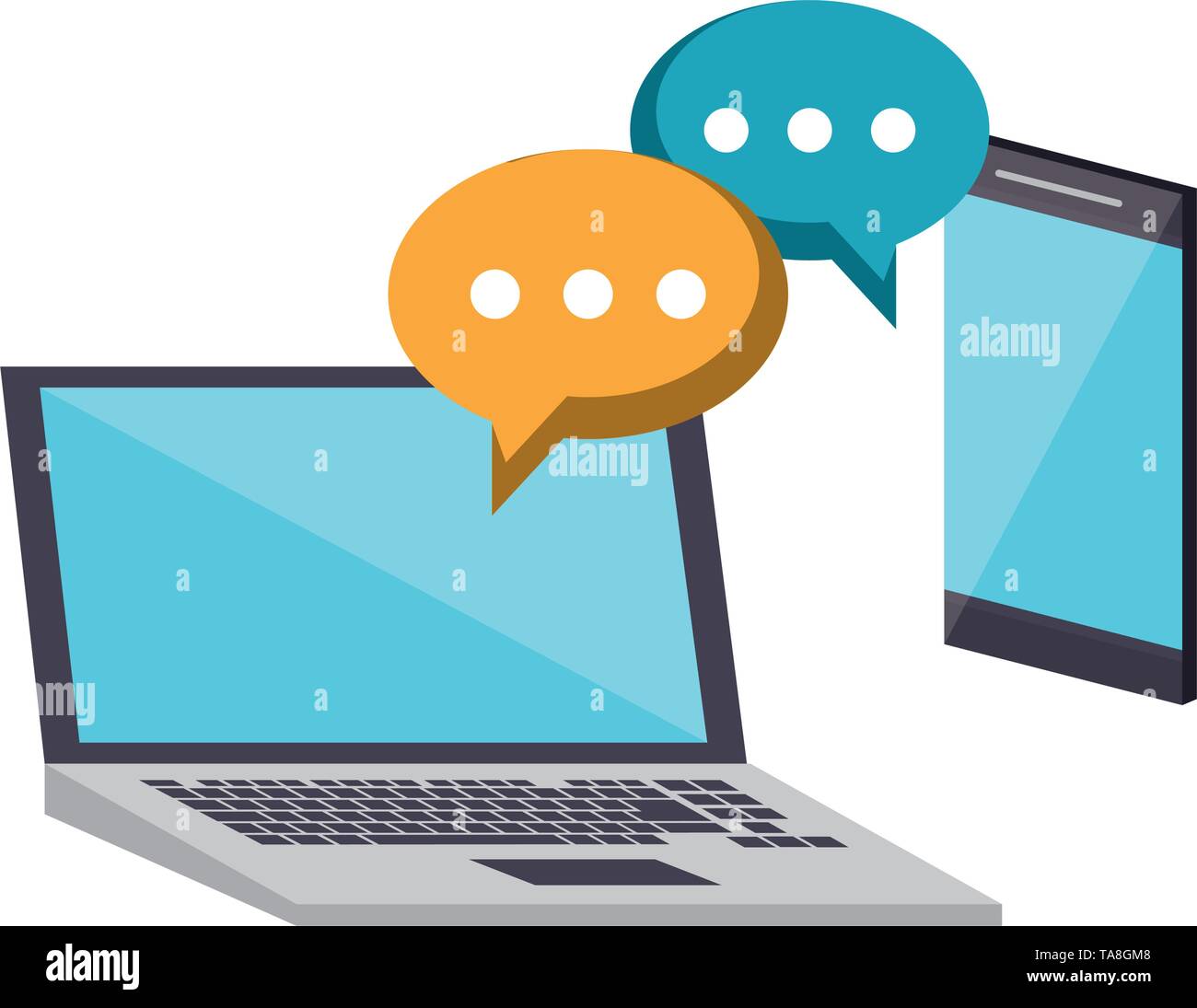 Smartphone and laptop chat bubbles Stock Vector Image & Art - Alamy