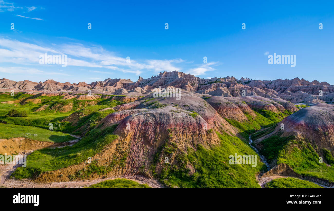 Badlands National Park - Landscape of grasslands and eroded rock ...