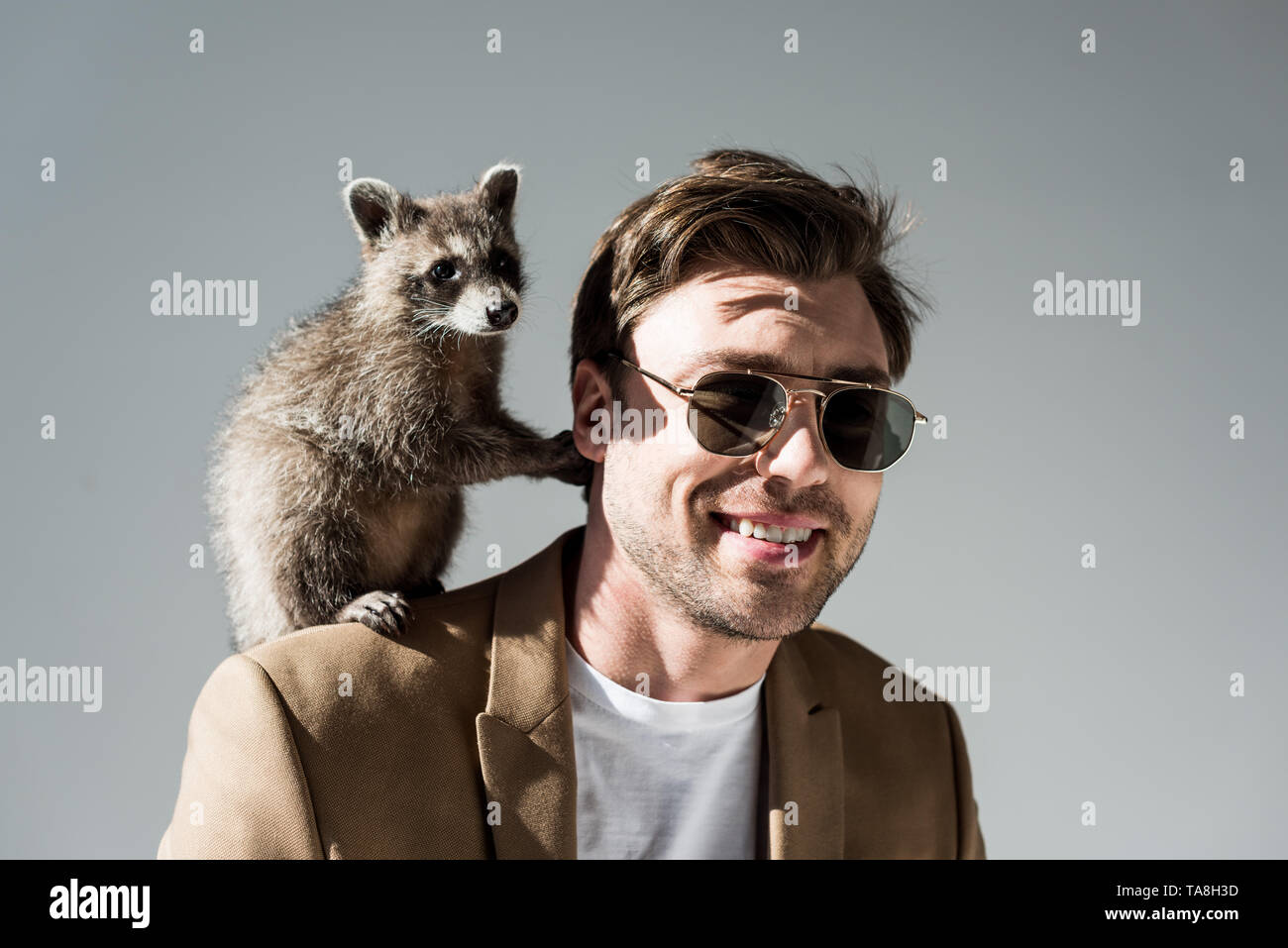 Raccoon on shoulder hi-res stock photography and images - Alamy