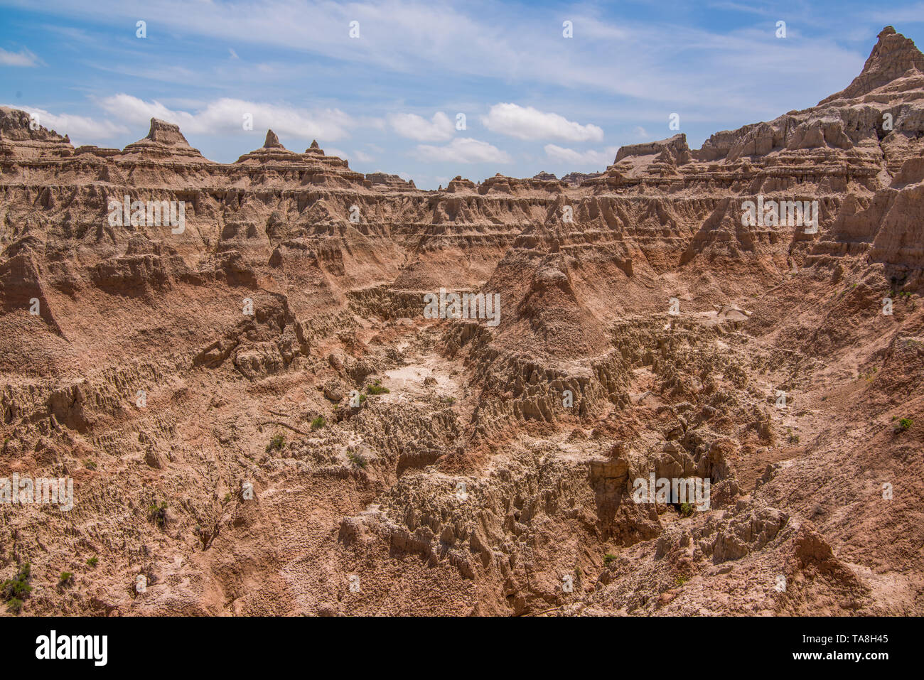 Badlands National Park - Landscape of grasslands and eroded rock ...