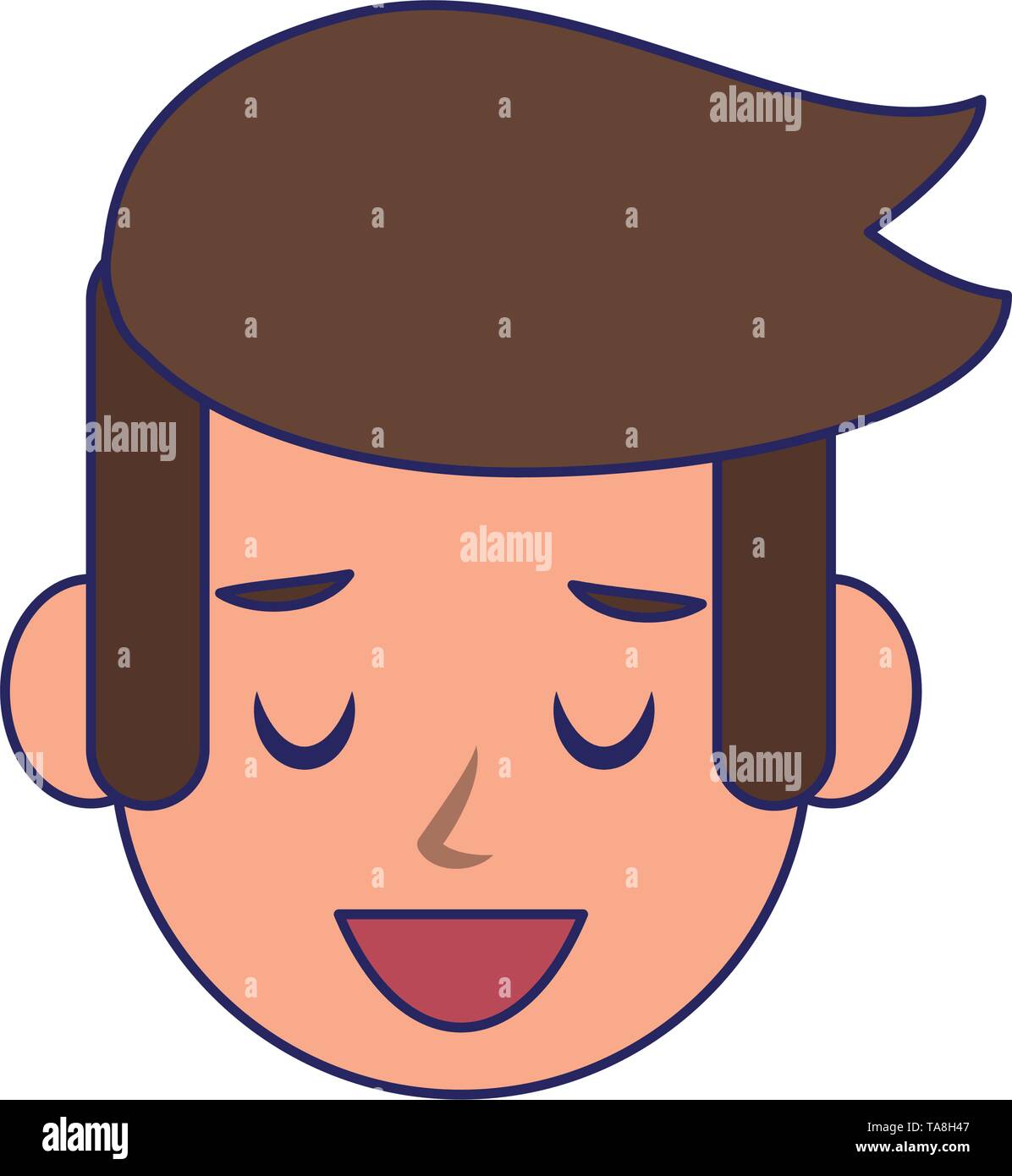 Man face character cartoon isolated blue lines Stock Vector Image & Art ...