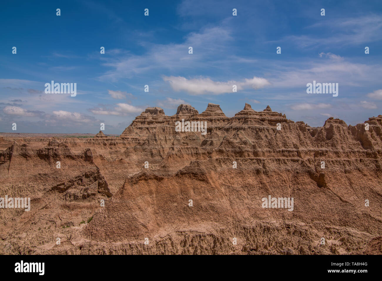 Badlands National Park Landscape Of Grasslands And Eroded Rock
