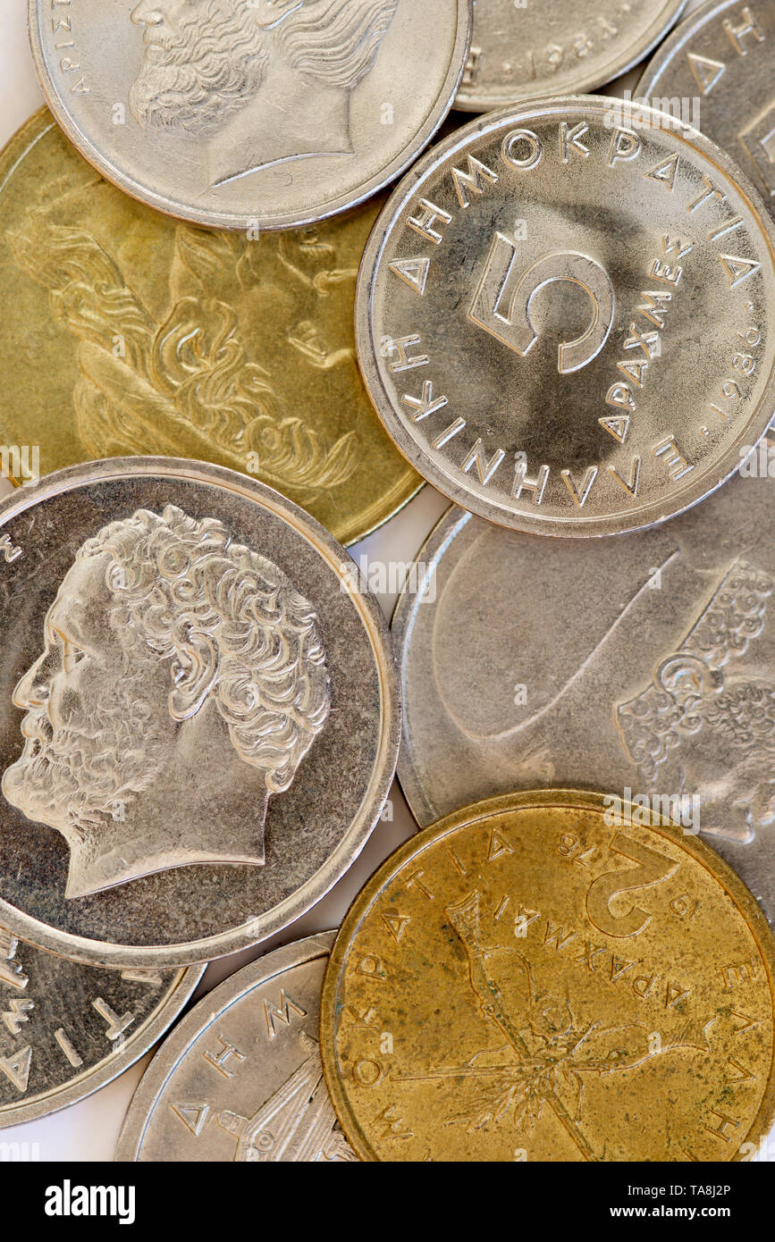Various Greek coins Stock Photo - Alamy