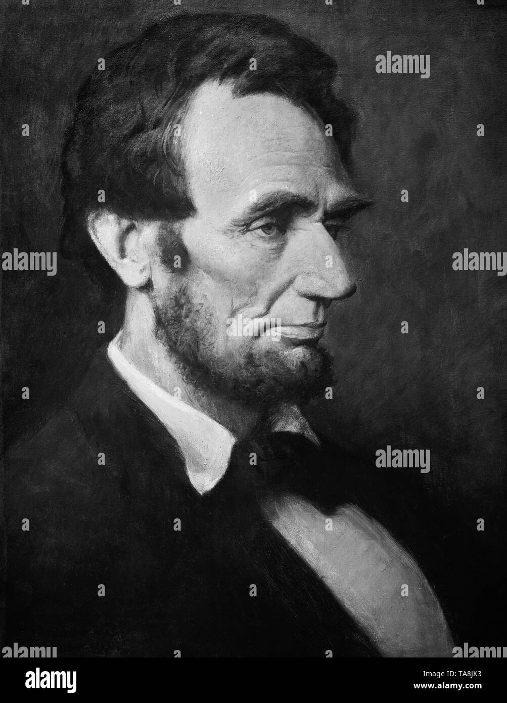 President abraham lincoln portrait Black and White Stock Photos ...