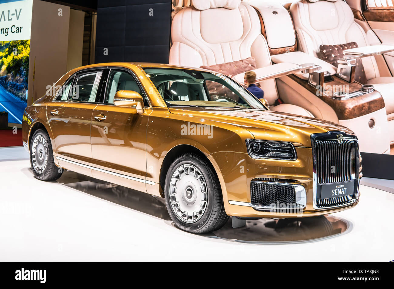Geneva, Switzerland, March 07, 2019 Aurus Senat car at Geneva ...