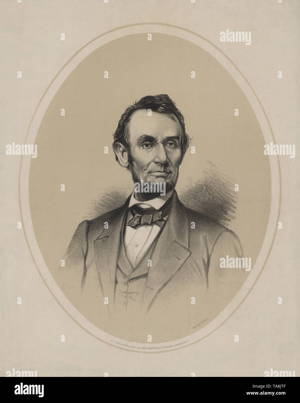 Head and Shoulders Portrait of Abraham Lincoln, Lithograph by C.J ...