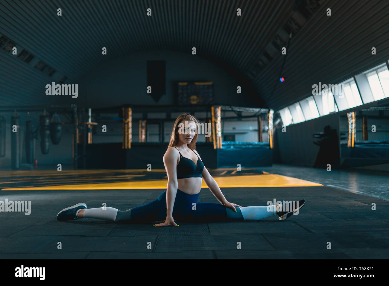 Woman yoga pose dark background hi-res stock photography and images - Alamy