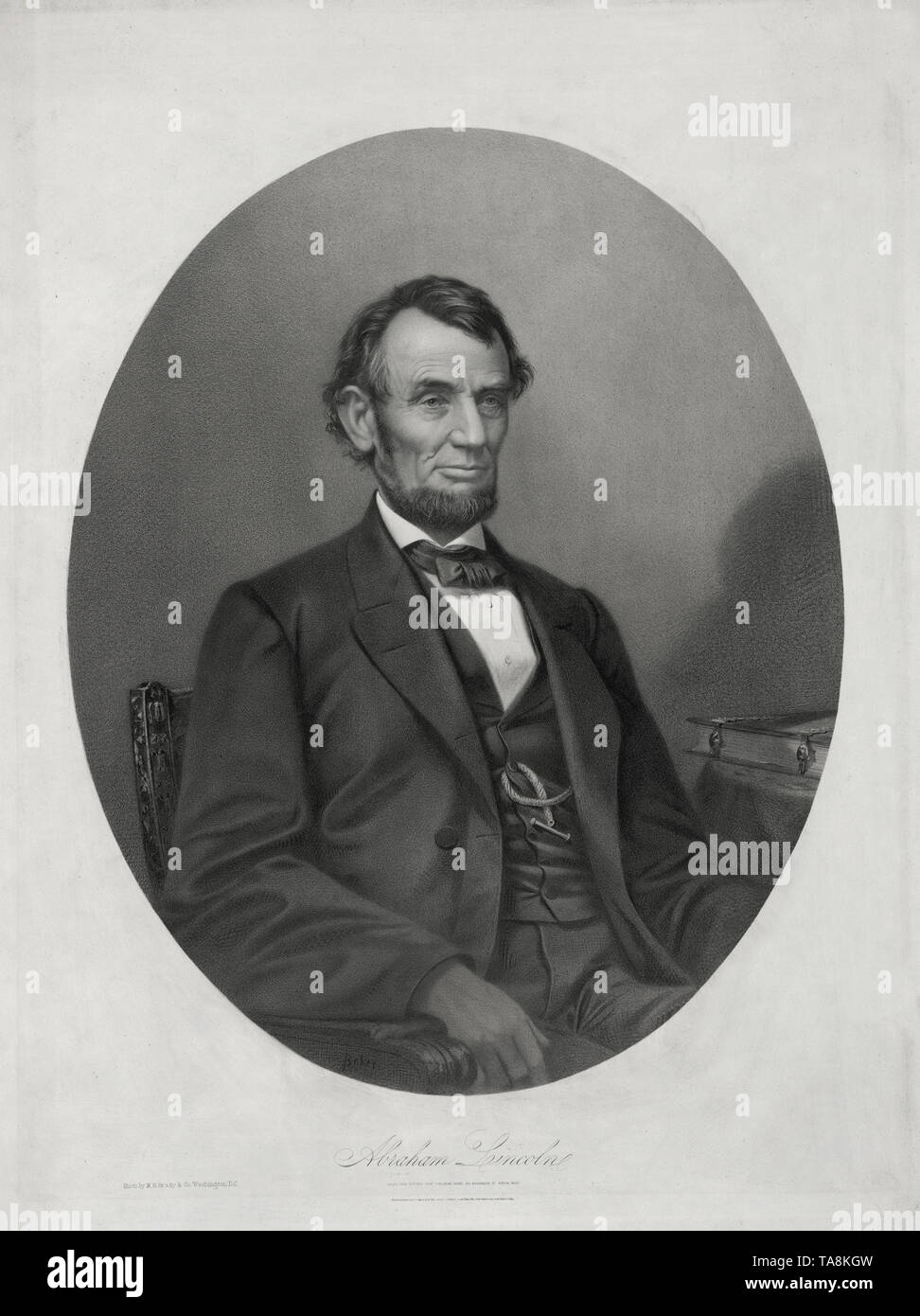Half-Length Seated Portrait of Abraham Lincoln, Lithograph by Joseph E ...