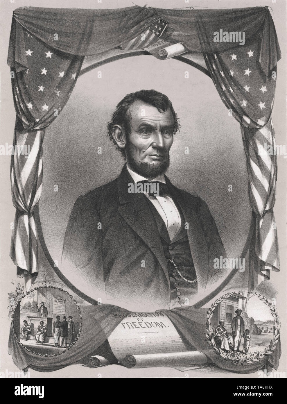 Abraham Lincoln, Head and Shoulders Portrait, with Vignettes Showing ...