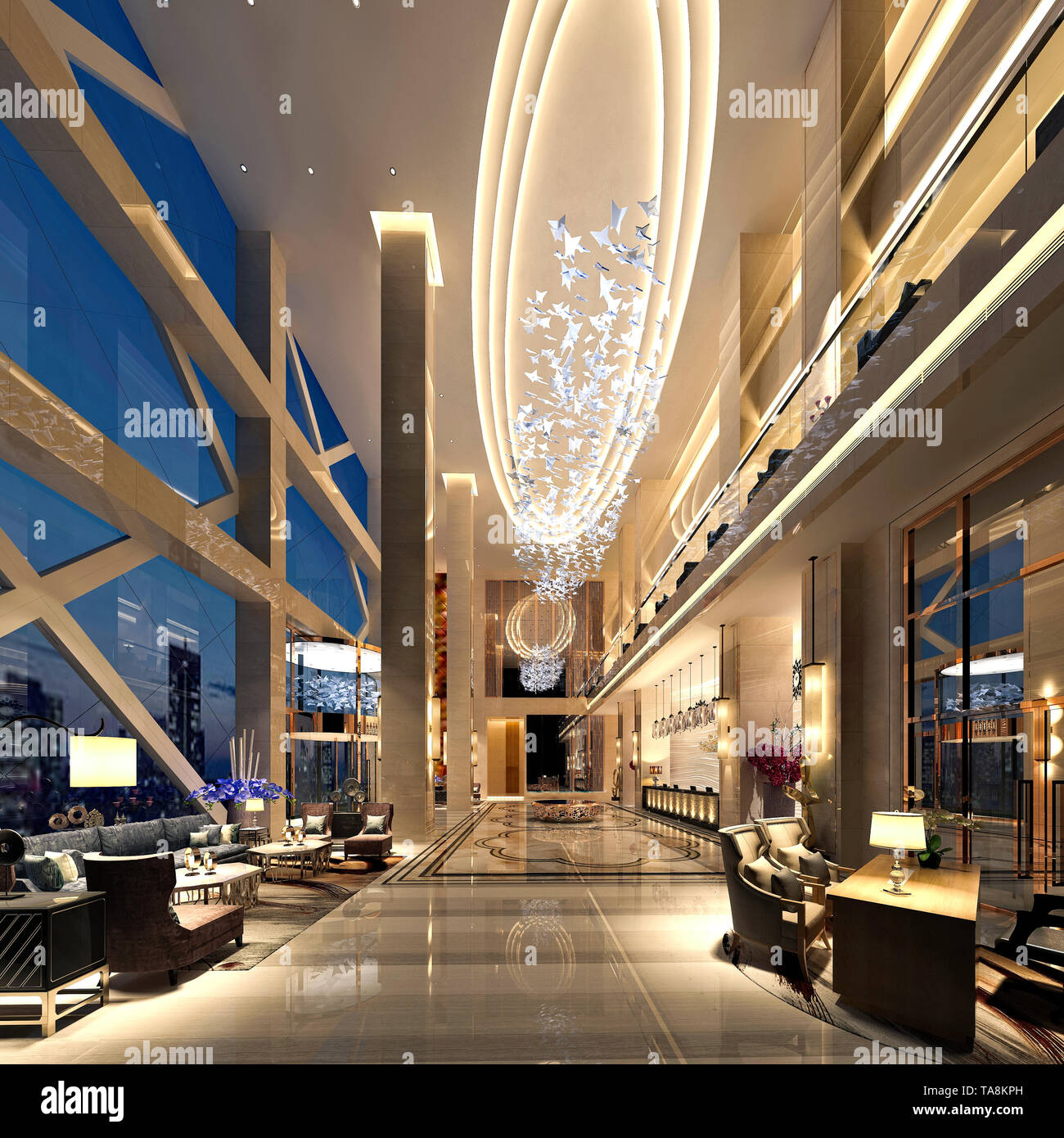 3d render of hotel lobby reception Stock Photo - Alamy