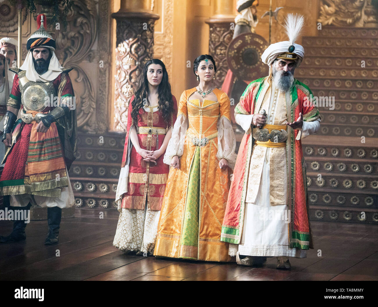 ALADDIN, from left; Nasim Pedrad as Dalia, Naomi Scott as Jasmine ...