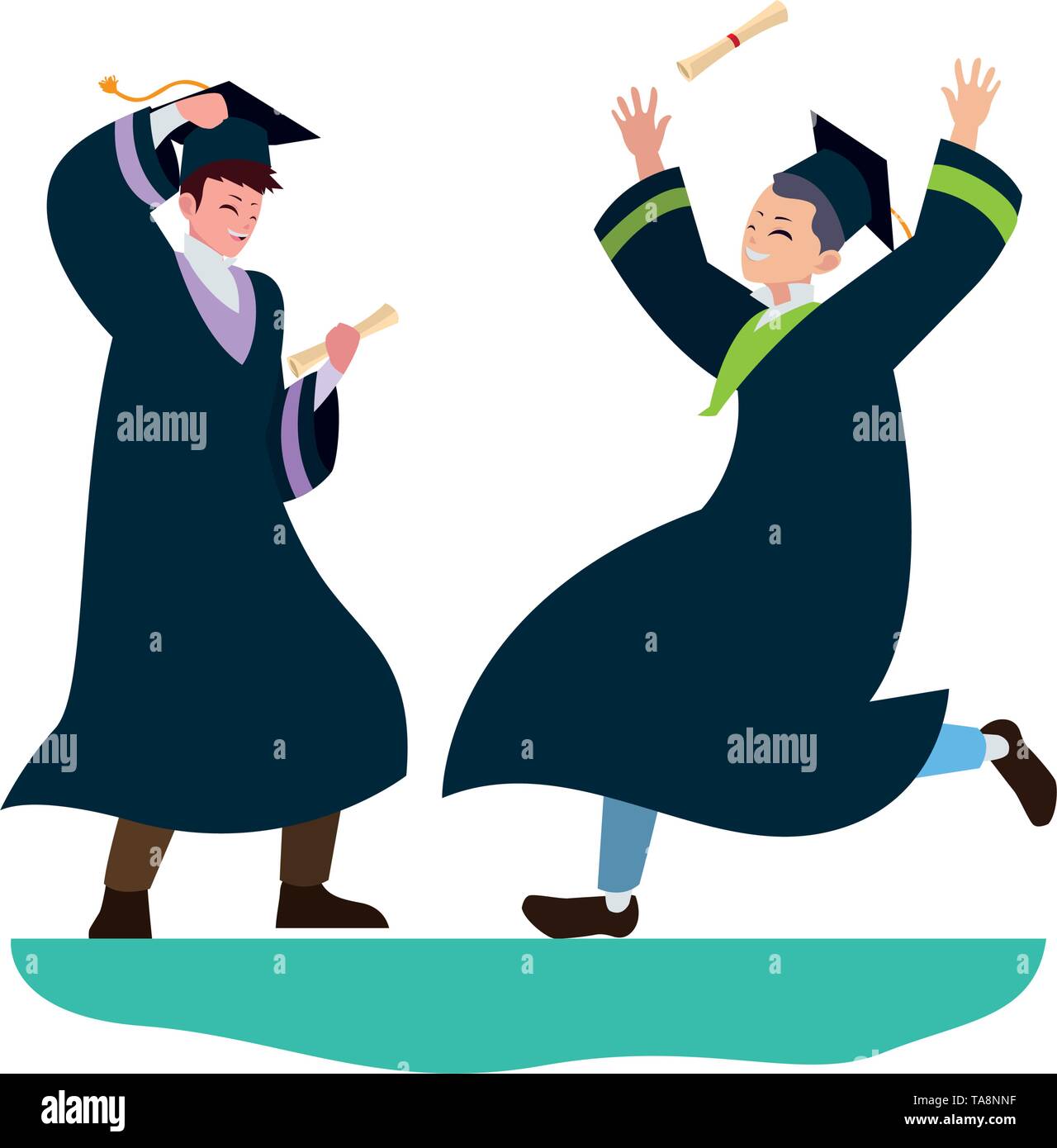 happy students boys graduated celebrating vector illustration design ...