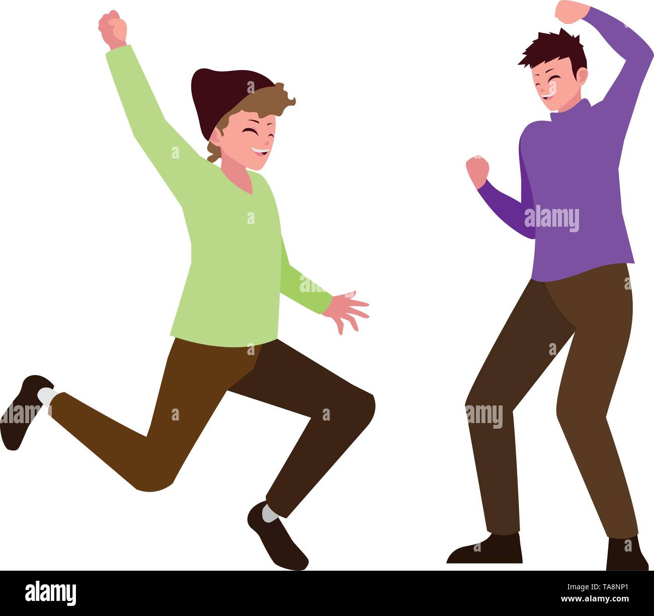 happy young men celebrating characters vector illustration design Stock ...