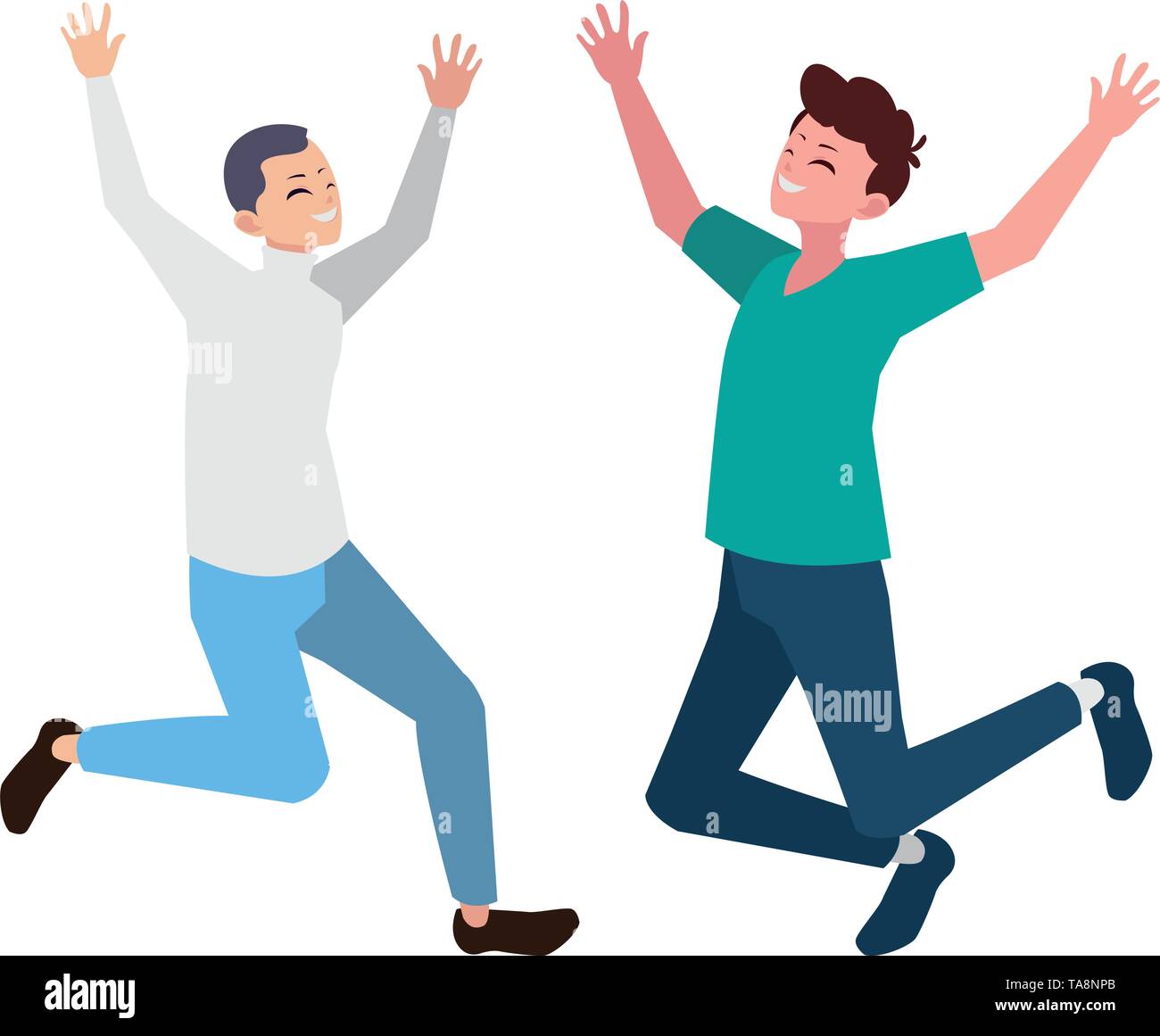 happy young men celebrating characters vector illustration design Stock ...