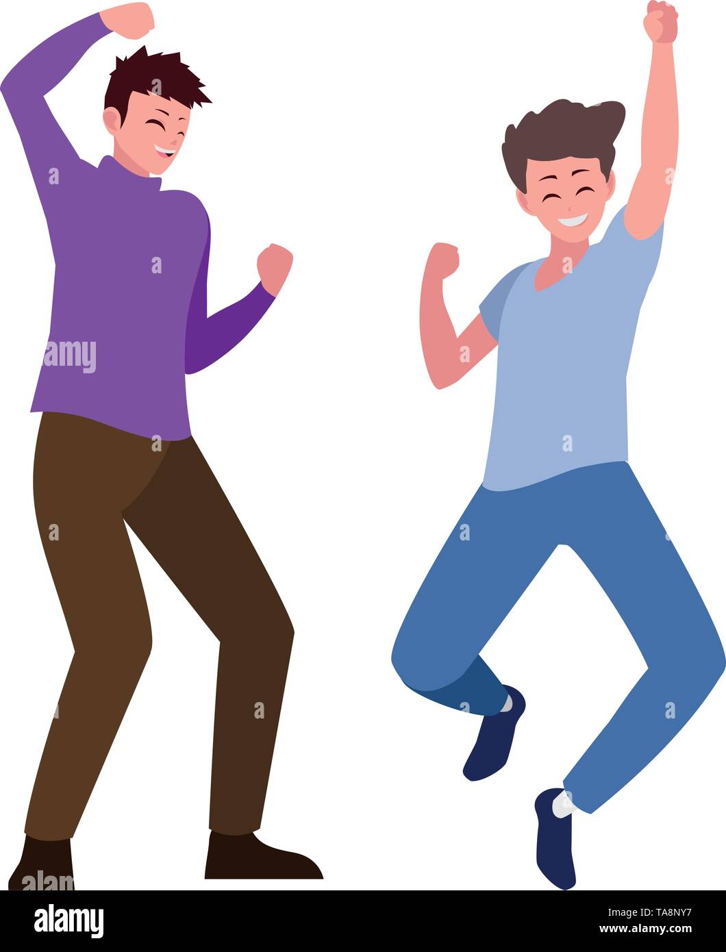 happy young men celebrating characters vector illustration design Stock ...