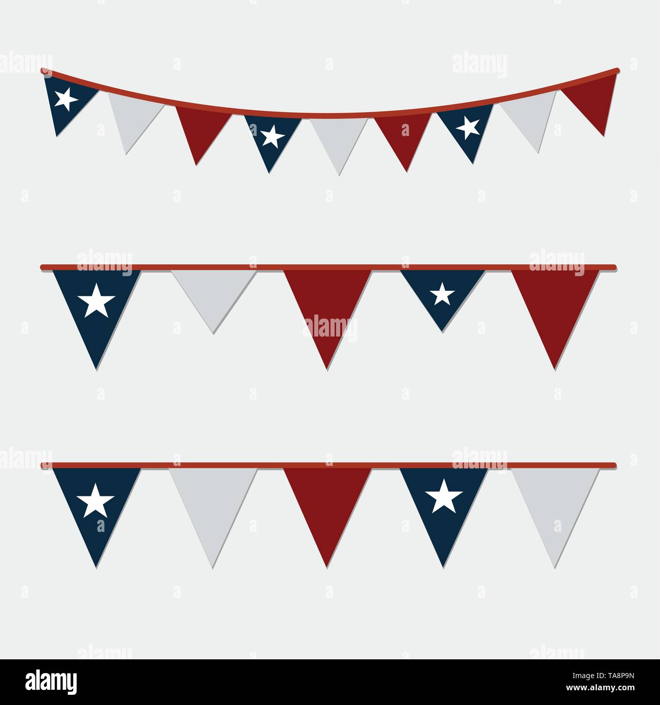 usa bunting and garland vector illustration set Stock Vector Image ...