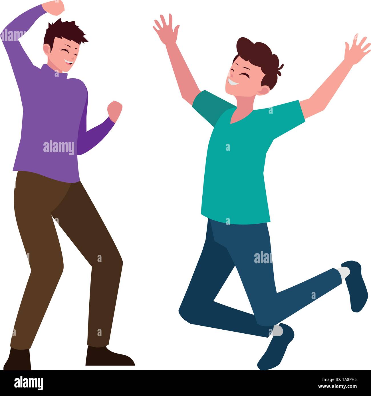 happy young men celebrating characters vector illustration design Stock ...