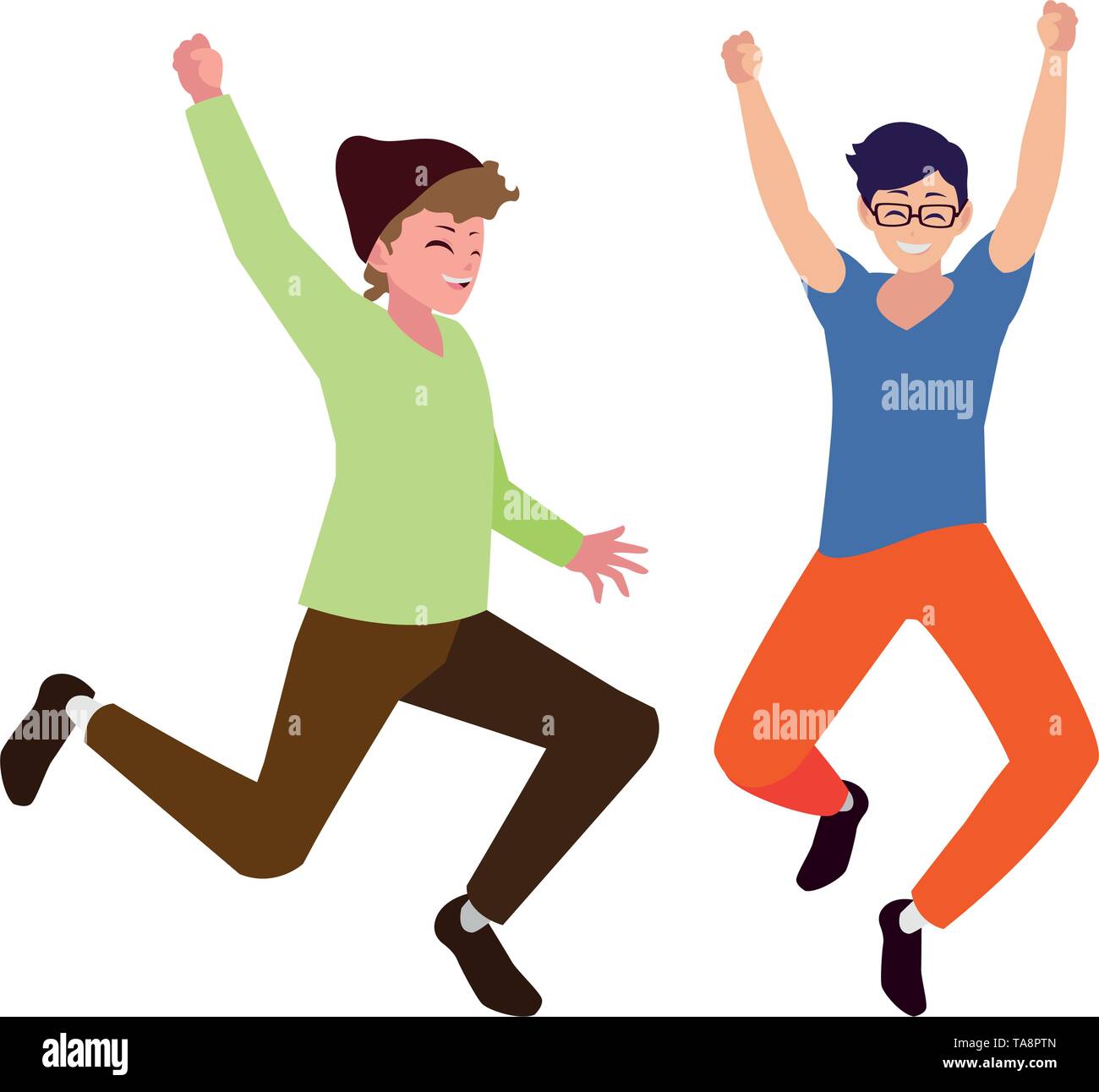 happy young men celebrating characters vector illustration design Stock ...