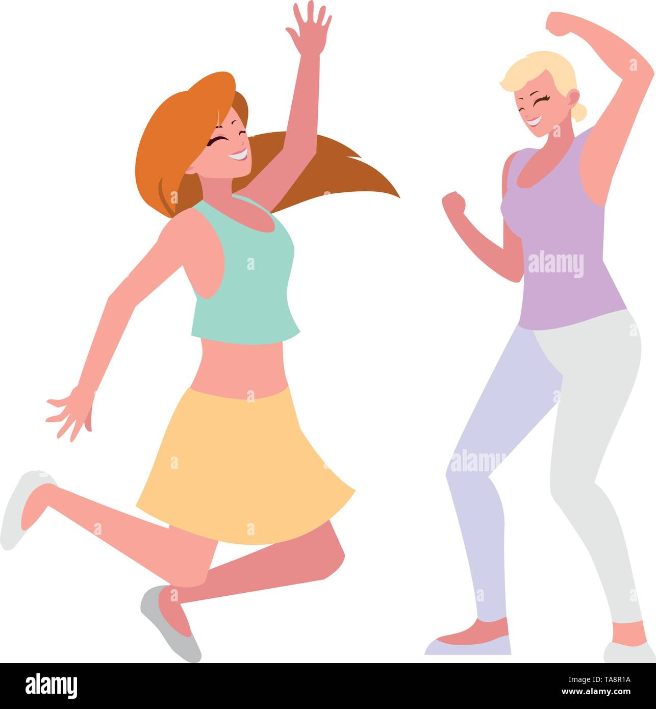 happy young women celebrating characters vector illustration design ...