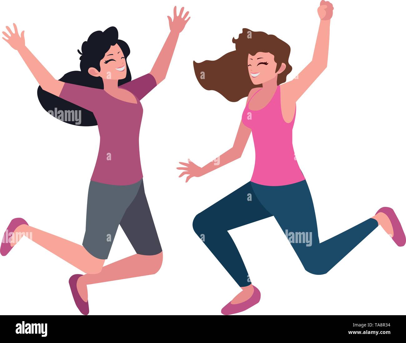 happy young women celebrating characters vector illustration design ...