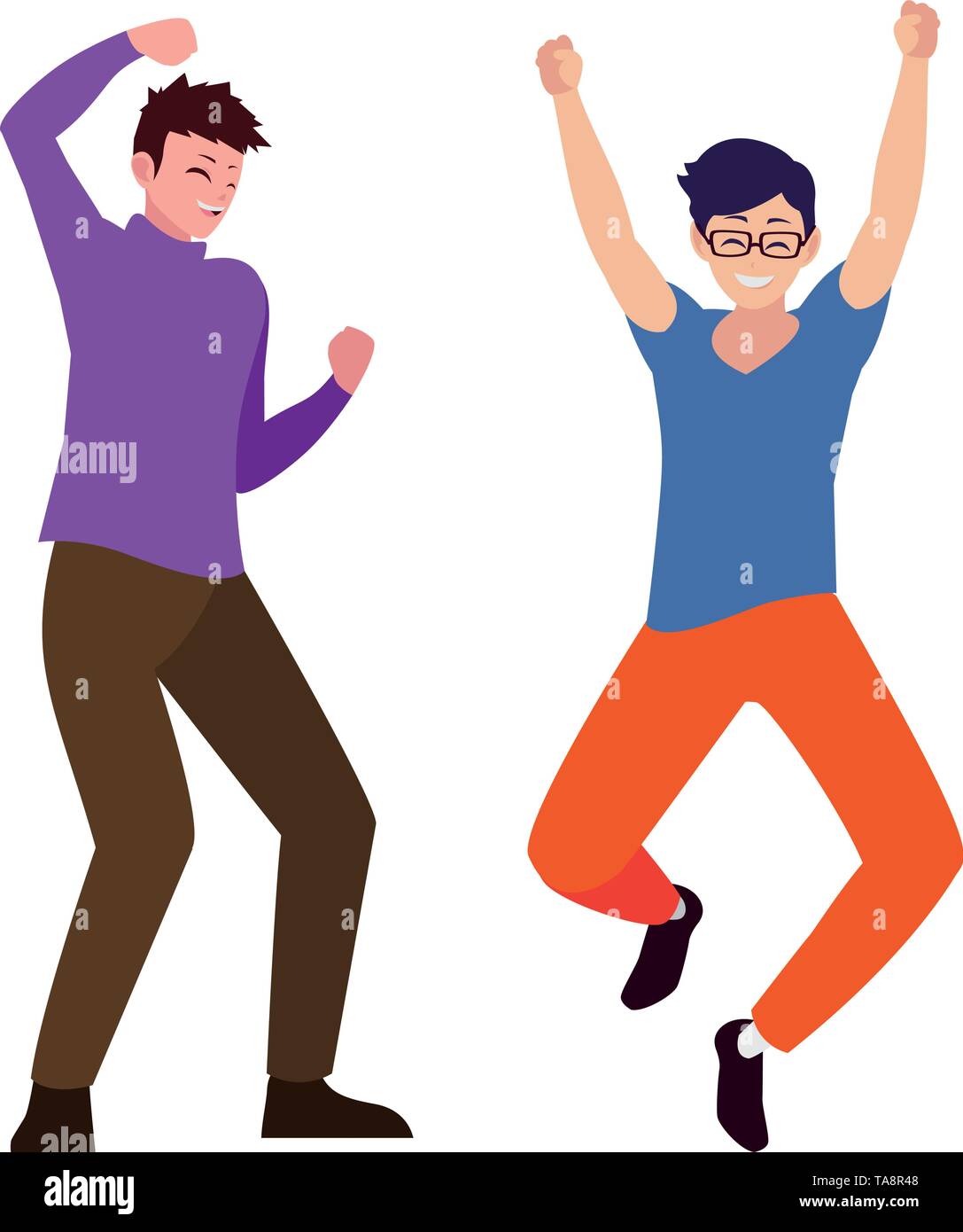 happy young men celebrating characters vector illustration design Stock ...
