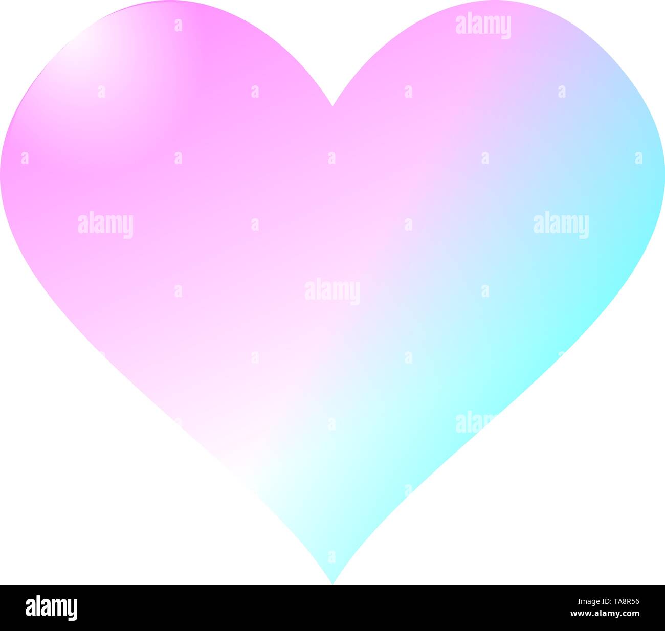 multi colour heart with gradient of blue on pink on a white background ...