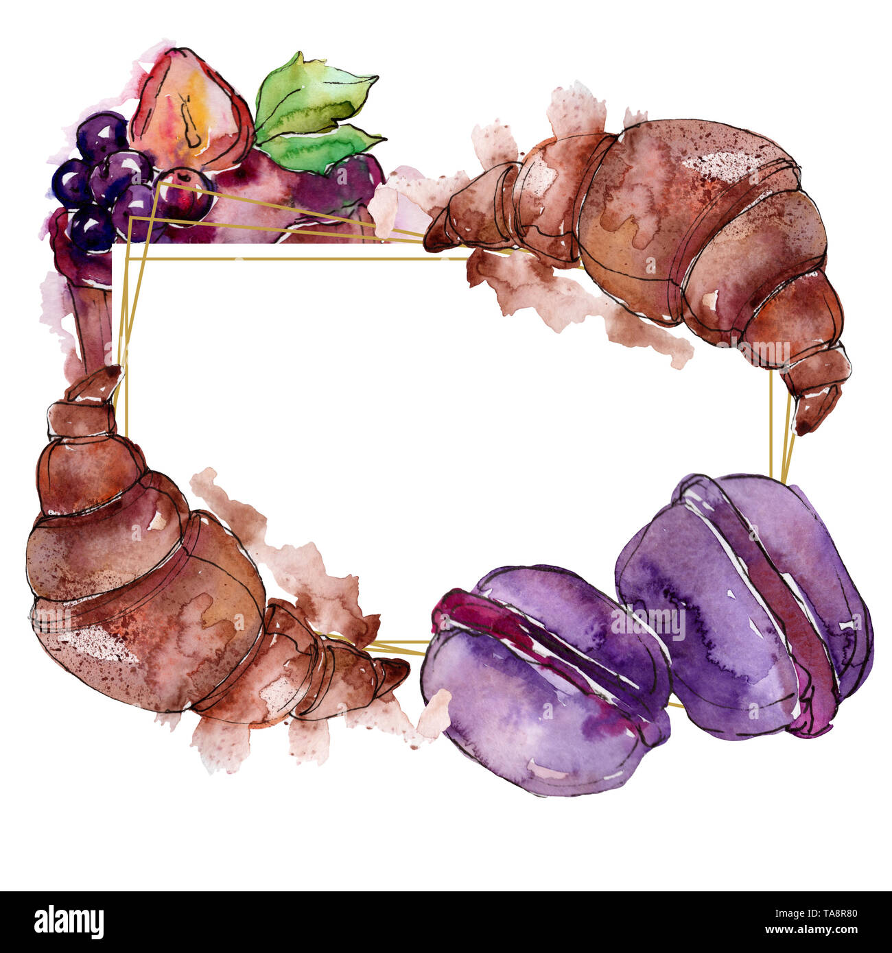 Tasty sweet desserts in a watercolor style food. Watercolour backgriund ...