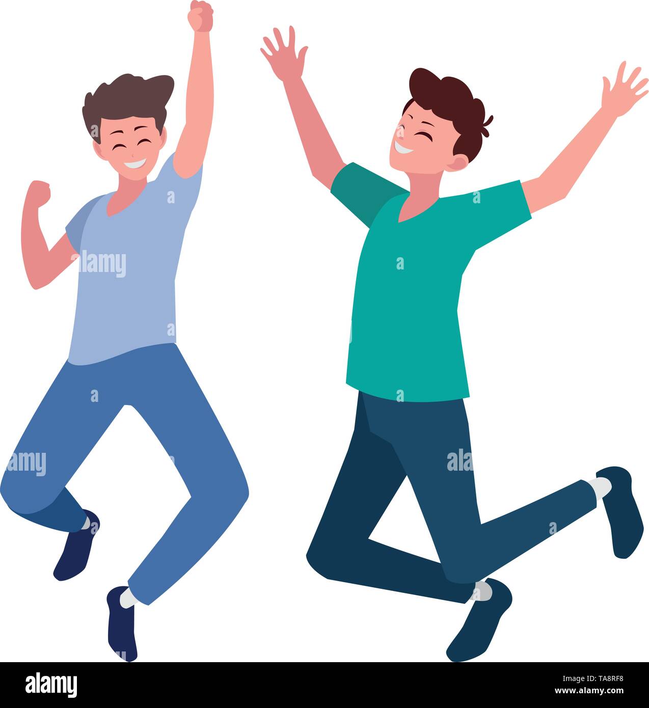 happy young men celebrating characters vector illustration design Stock ...