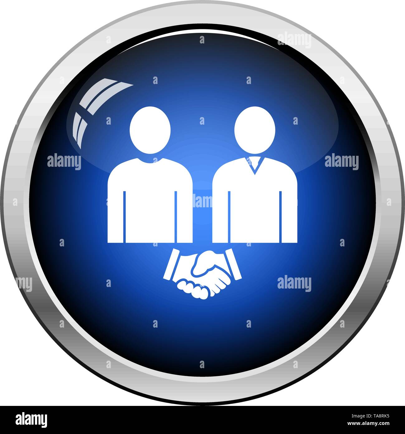 Two Man Making Deal Icon. Glossy Button Design. Vector Illustration ...