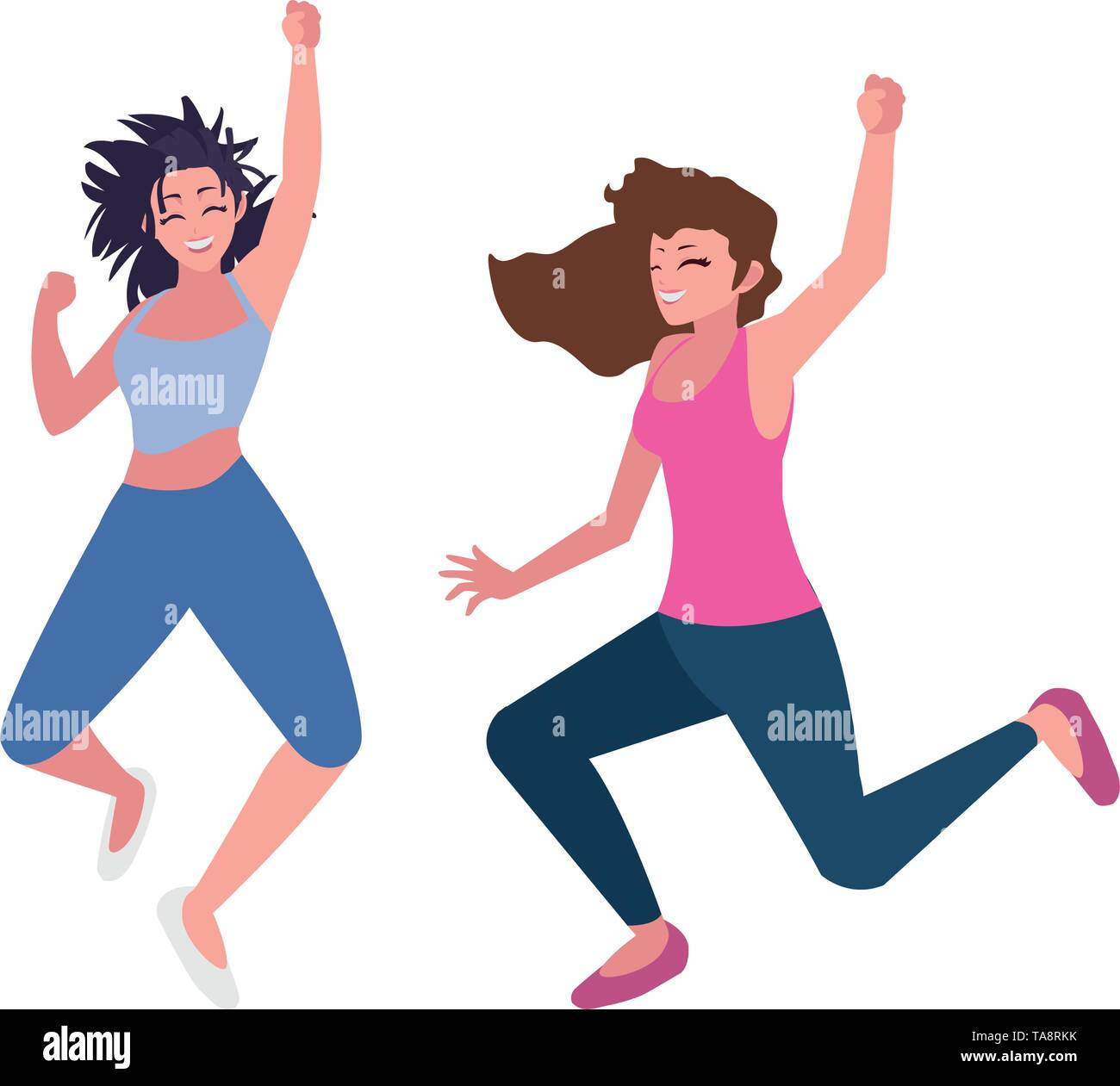 happy young women celebrating characters vector illustration design ...