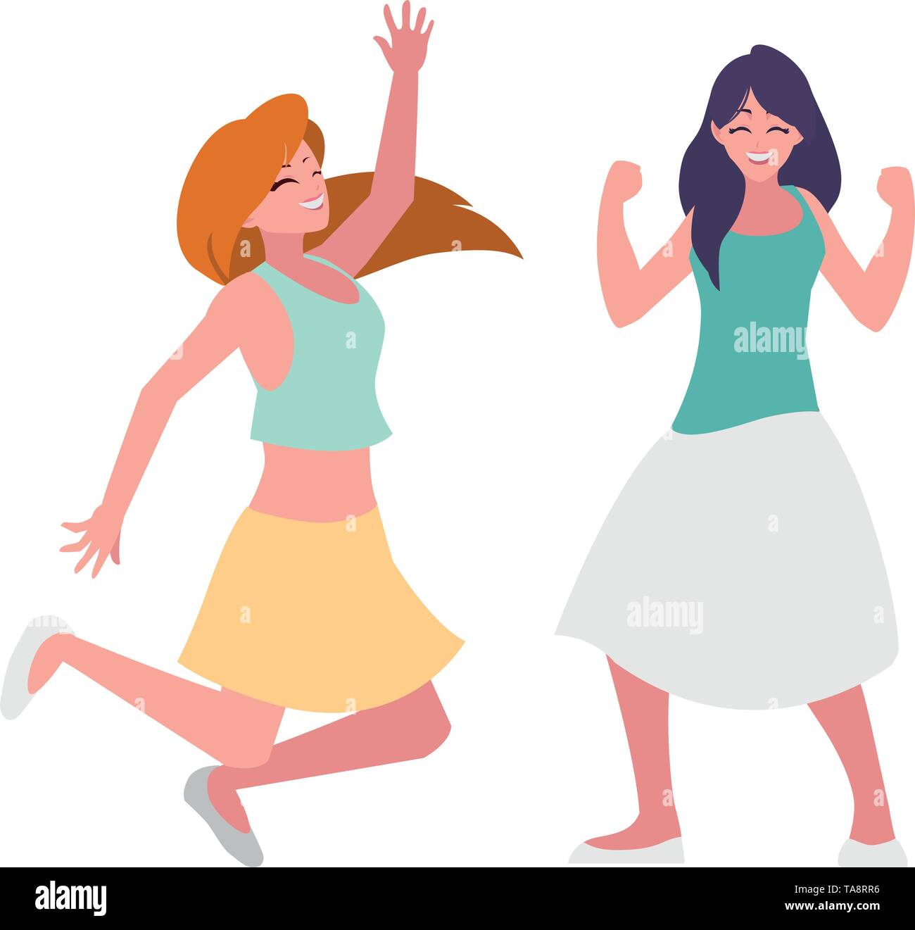 happy young women celebrating characters vector illustration design ...
