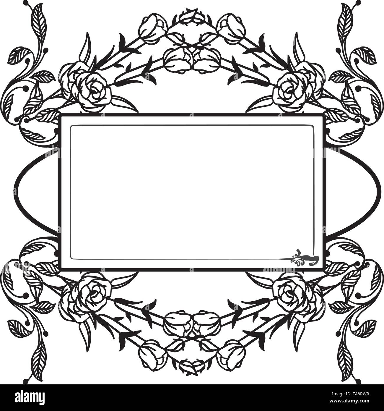 Vector illustration drawing flower frame for invitation card hand drawn ...