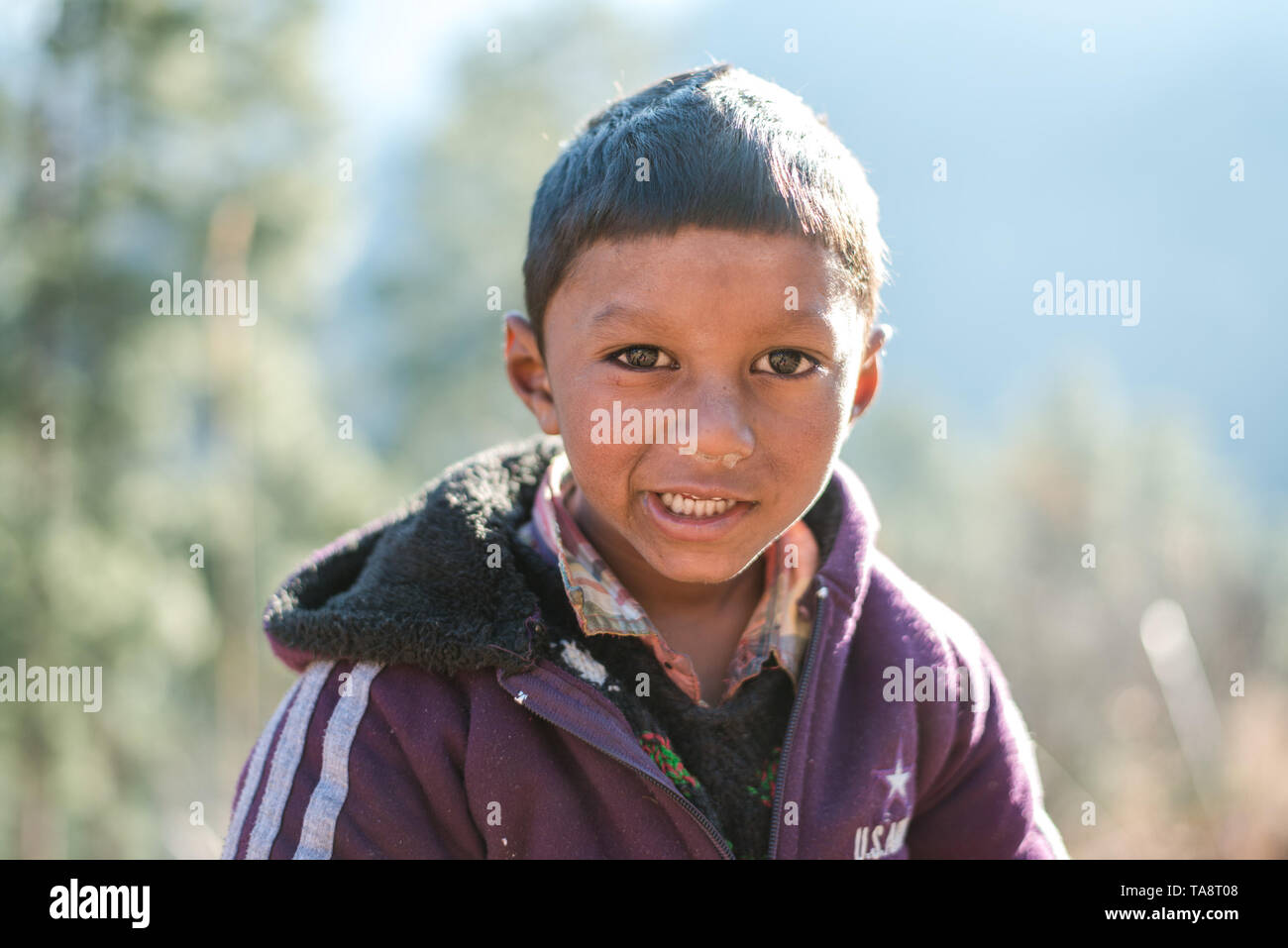 Kullu, Himachal Pradesh, India - January 17, 2019 : Portrait of boy in ...