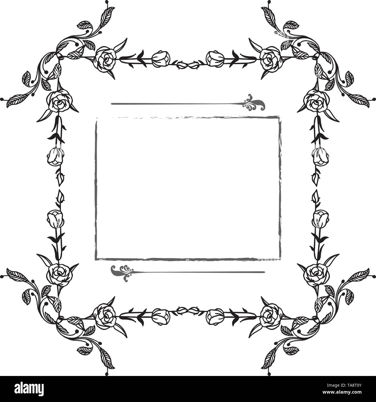Vector illustration banner design with ornate of flower frame of hand ...