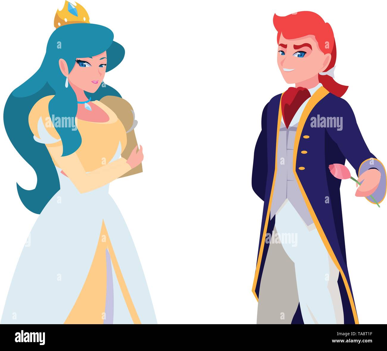 prince charming and princess of tales characters vector illustration ...