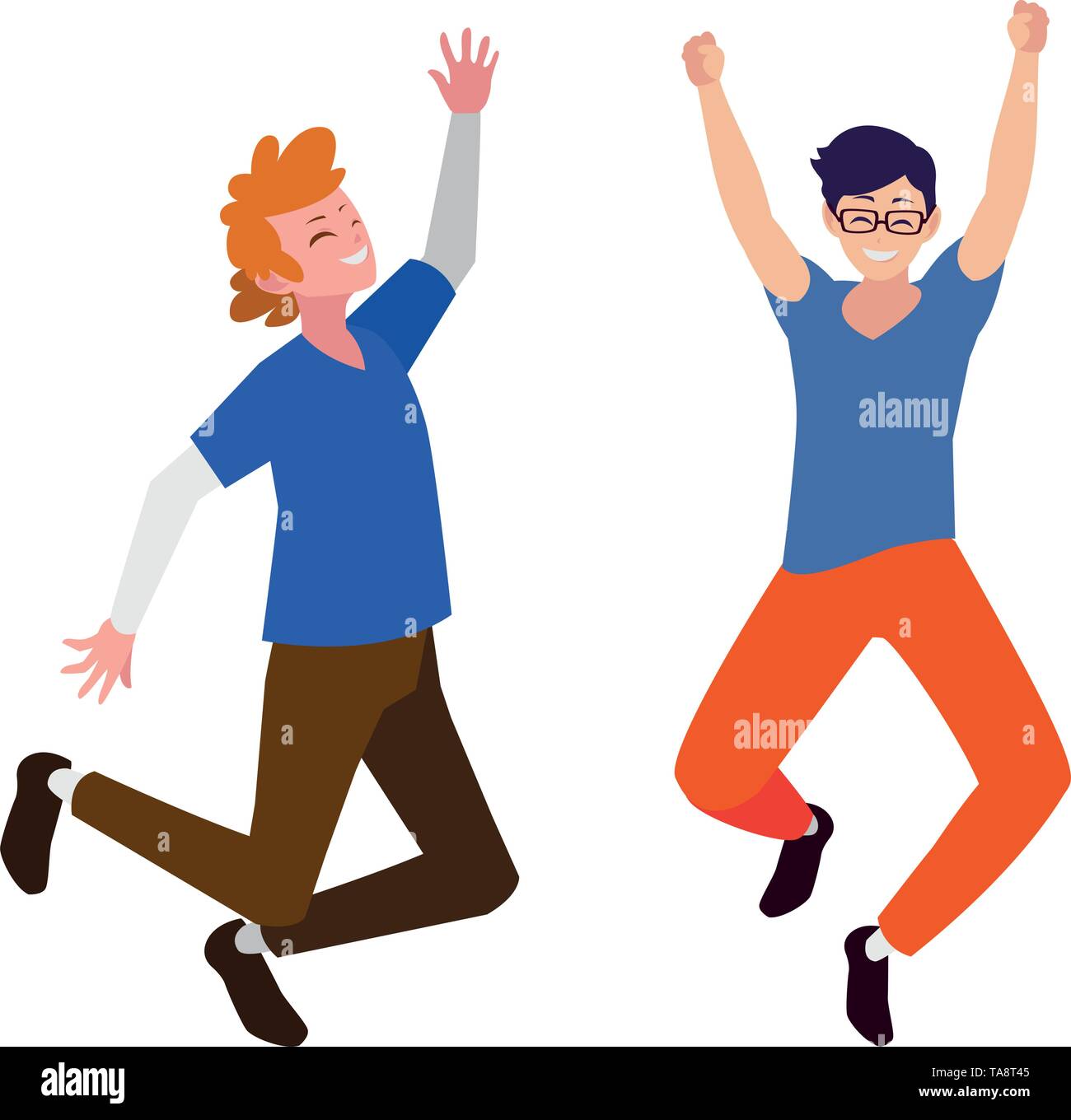 happy young men celebrating characters vector illustration design Stock ...