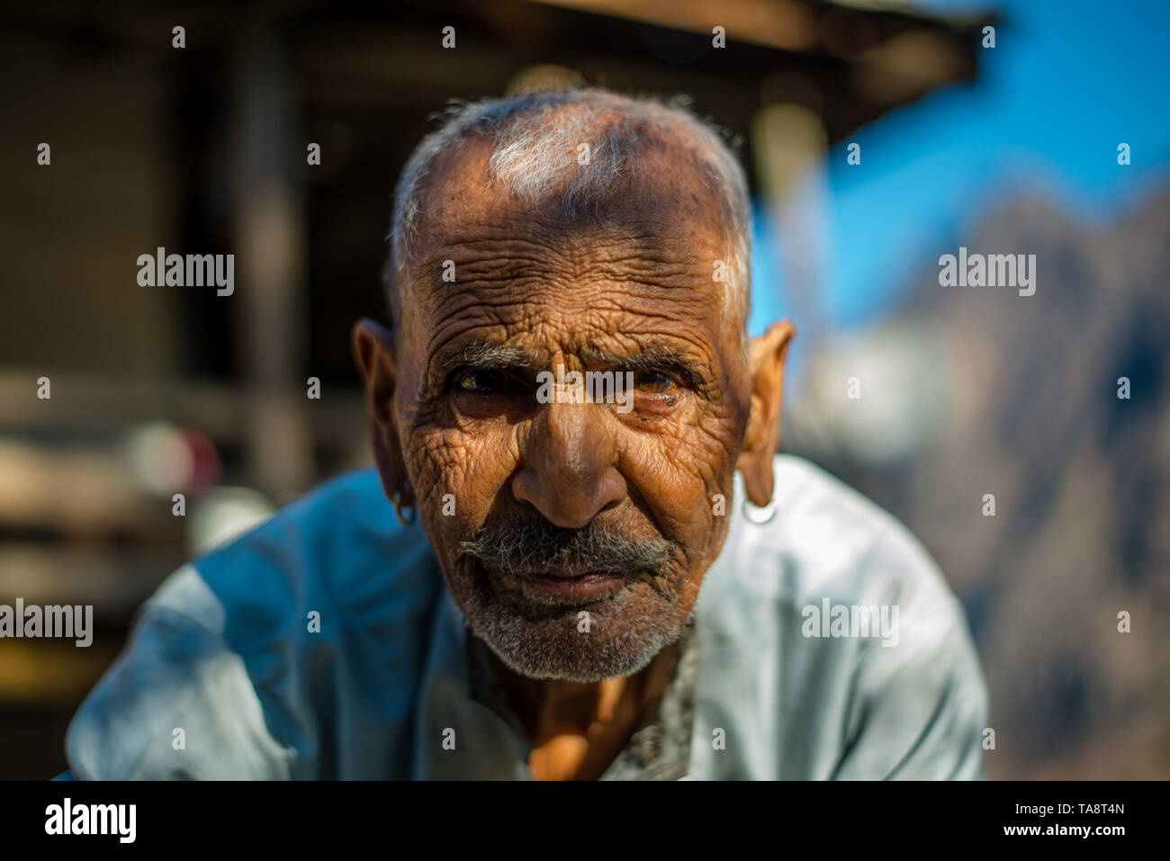 Kullu, Himachal Pradesh, India - January 17, 2019 : Portrait of old man ...