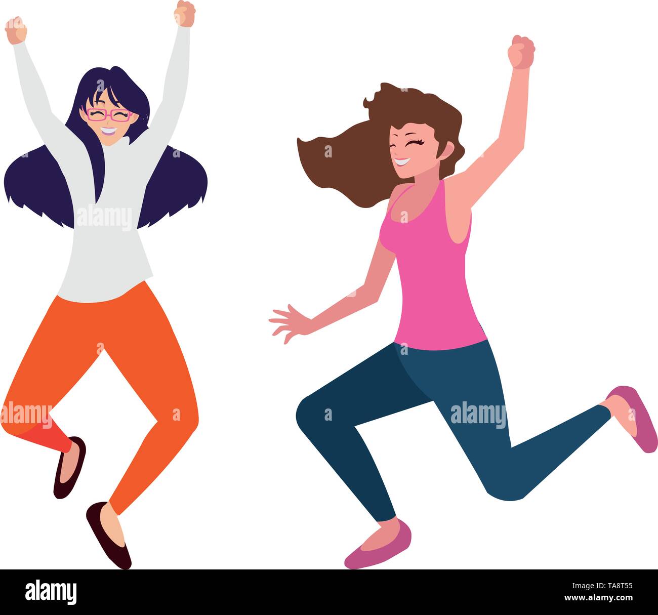 happy young women celebrating characters vector illustration design ...