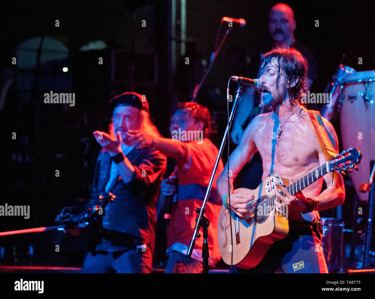 Gypsy punk band Gogol Berdello: Eugene Hutz (singer), Pedro Erazo ...