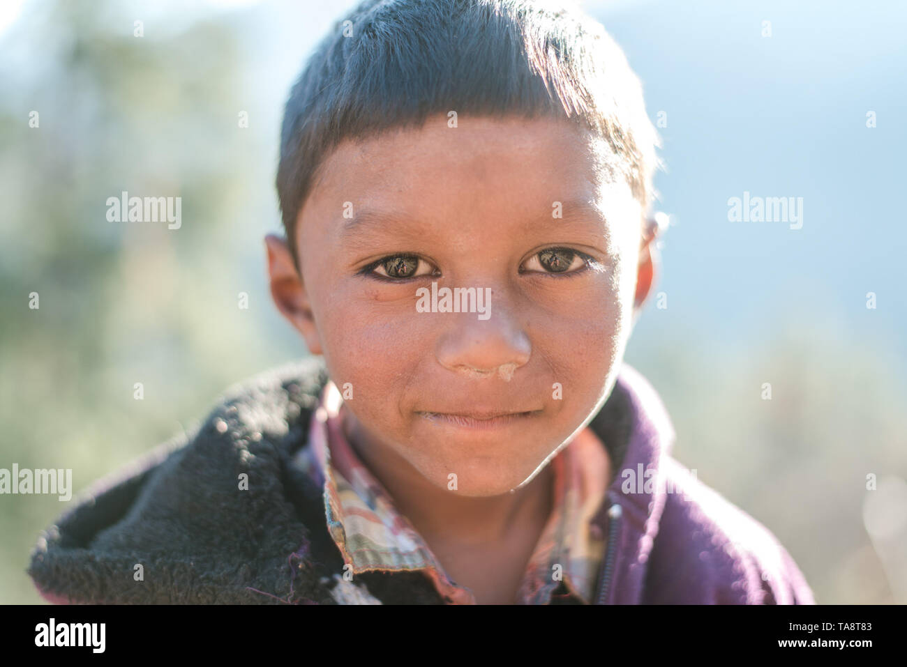 Kullu, Himachal Pradesh, India - January 17, 2019 : Portrait of boy in ...