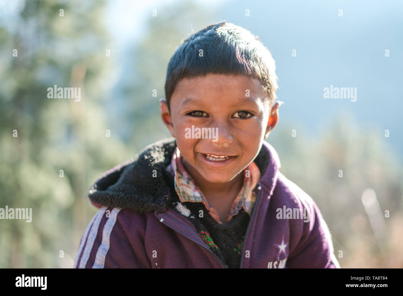 Kullu, Himachal Pradesh, India - January 17, 2019 : Portrait of boy in ...