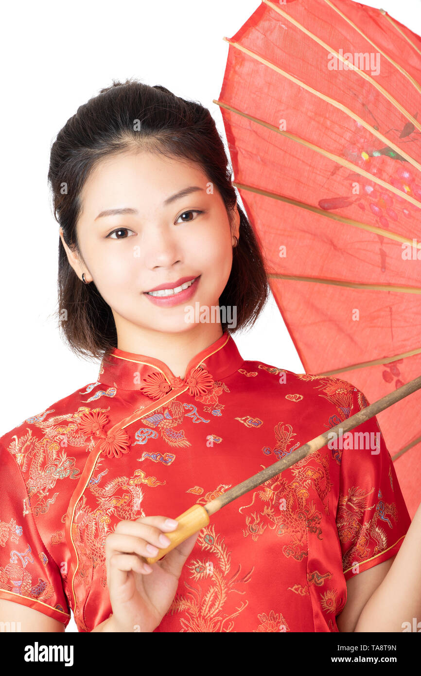 Beautiful Chinese woman wearing a traditional dress known as a ...