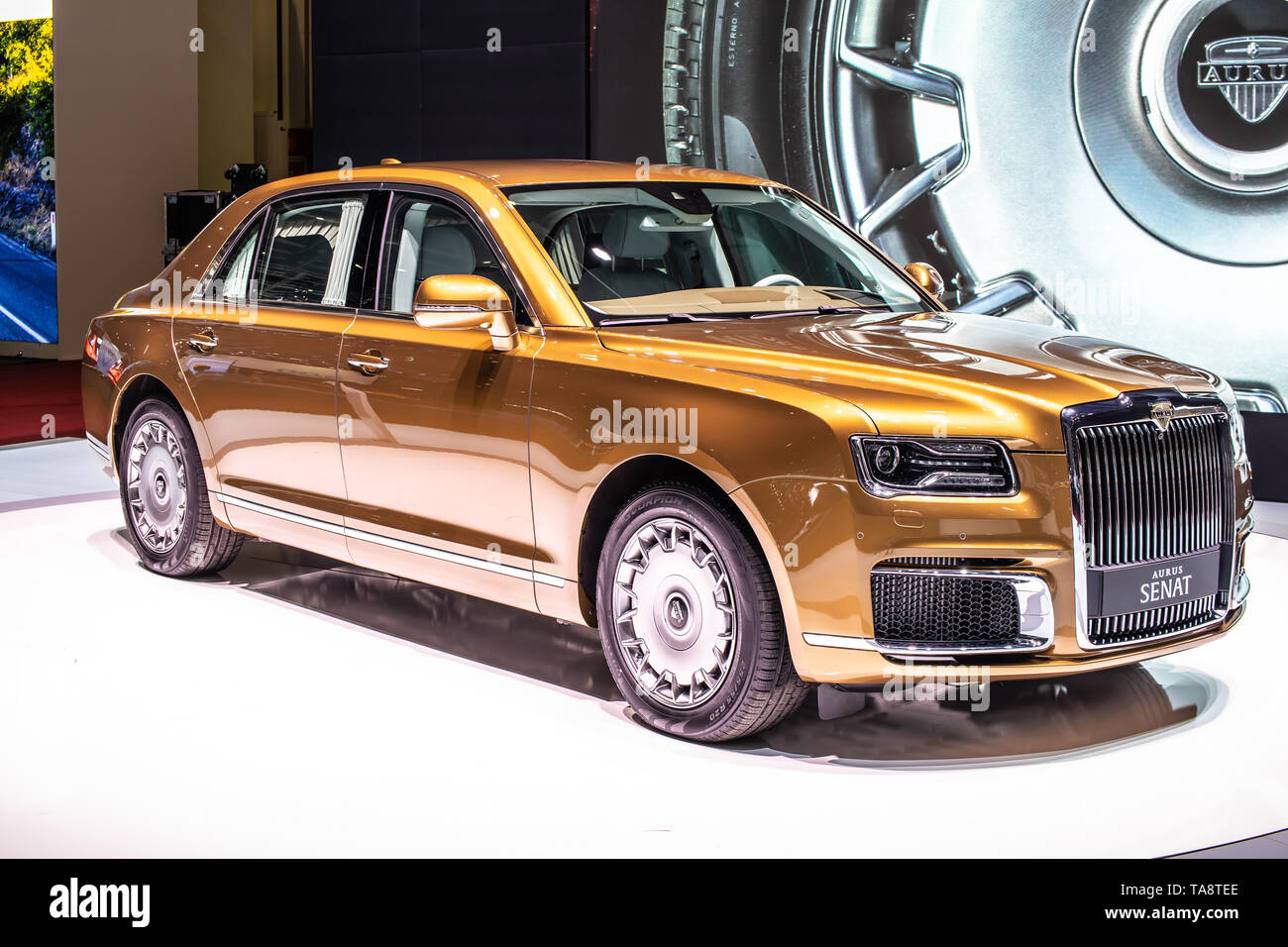Geneva, Switzerland, March 05, 2019 Aurus Senat car at Geneva ...