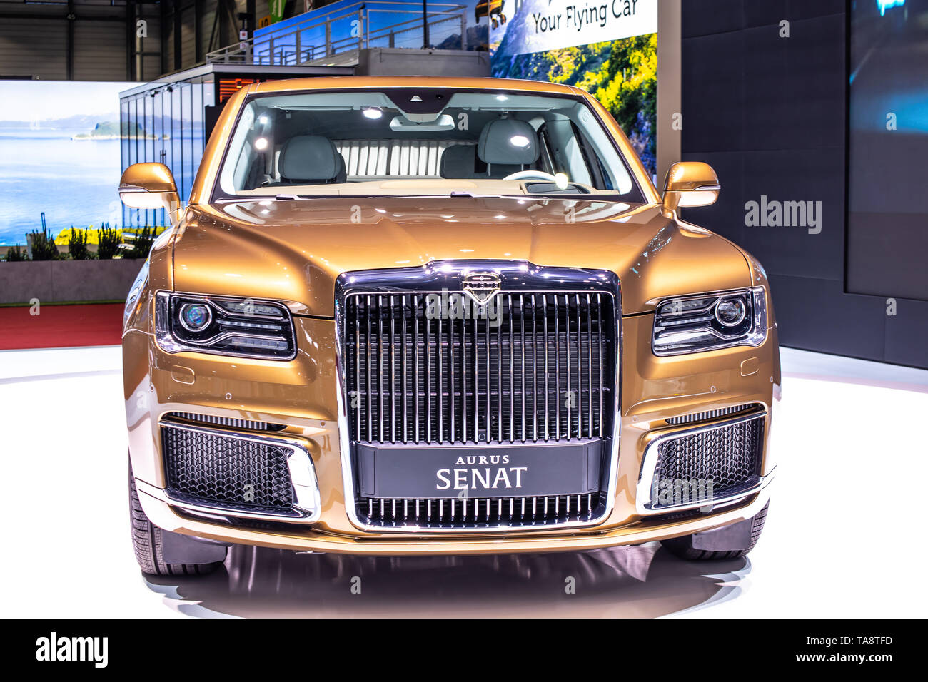 Geneva, Switzerland, March 05, 2019 Aurus Senat car at Geneva ...